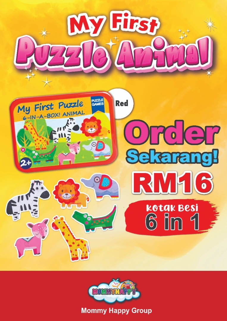 ET95-KOTAK BESI - MY FIRST PUZZLE ANIMAL 6 IN 1 (BOX MERAH) - MommyHappy