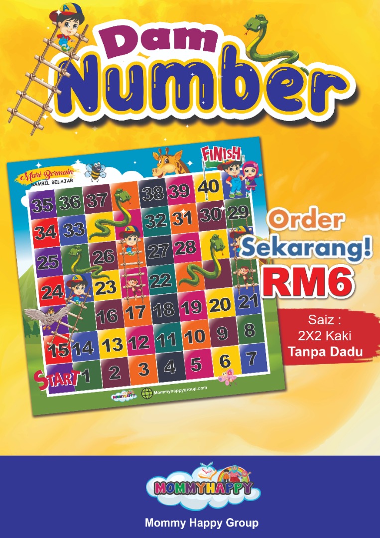 PO39- POSTER DAM NOMBOR SAIZ 2X2 (TANPA DADU) - MommyHappy