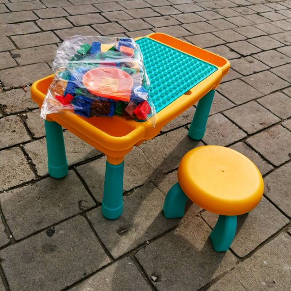 MEJA LEGO MULTIFUNCTIONAL BUILDING BLOCKS (KOTAK MERAH PUTIH) - MommyHappy