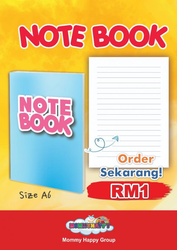 BUKU NOTA MH SIZE A6 (DESIGN BIRU PLAIN) - MommyHappy