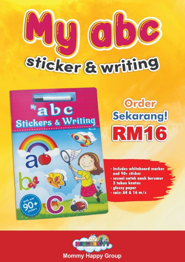 BA76 : BUKU MY ABC LOWERCASE STICKERS AND WRITING - MommyHappy