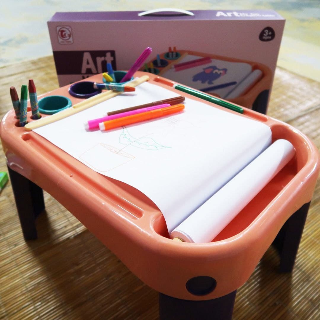 MEJA ART ( PEACH ) DAN BUKU MELUKIS - MommyHappy