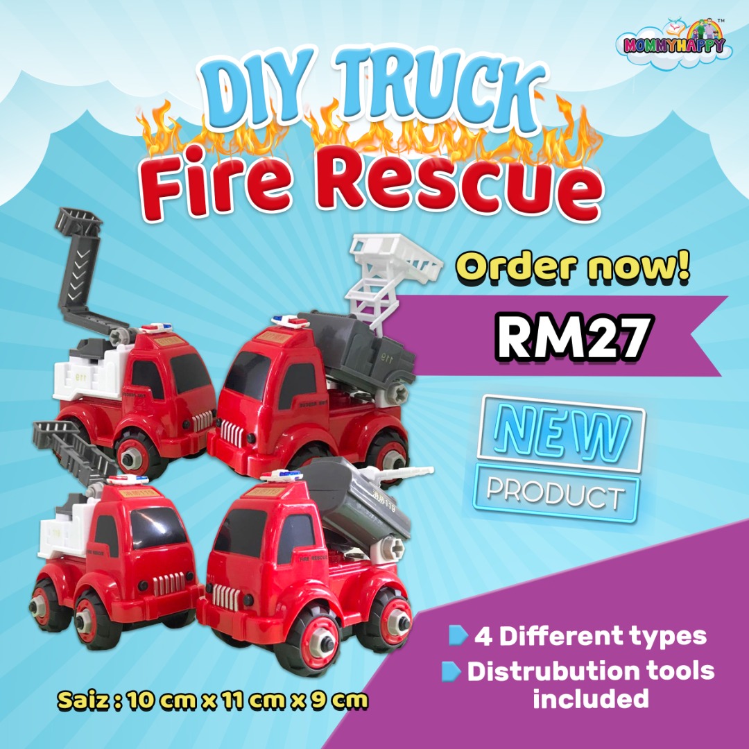 DIY TRUCK FIRE RESCUE (MERAH) - MommyHappy