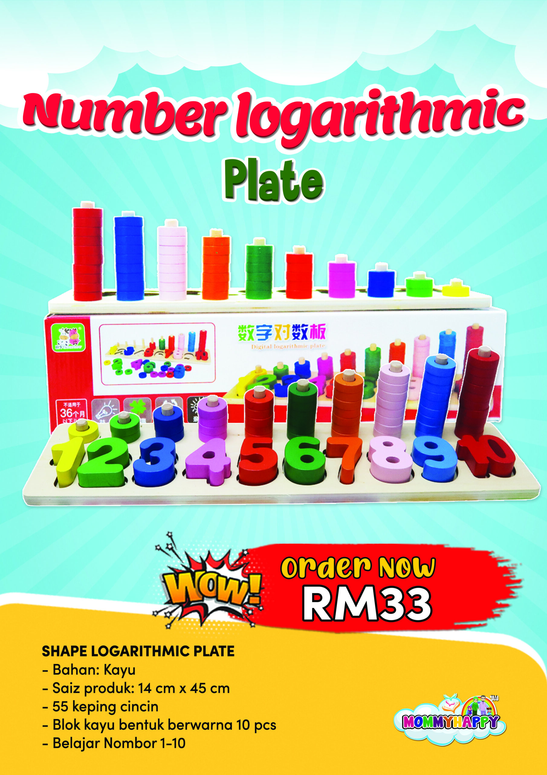 NUMBER LOGARITHMIC PLATE - MommyHappy
