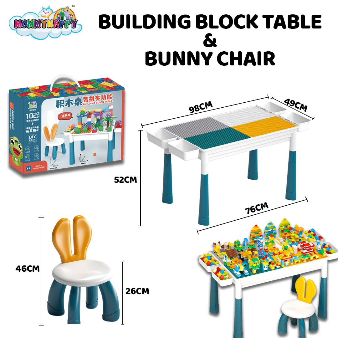 BUILDING BLOCK TABLE & BUNNY CHAIR – MommyHappy