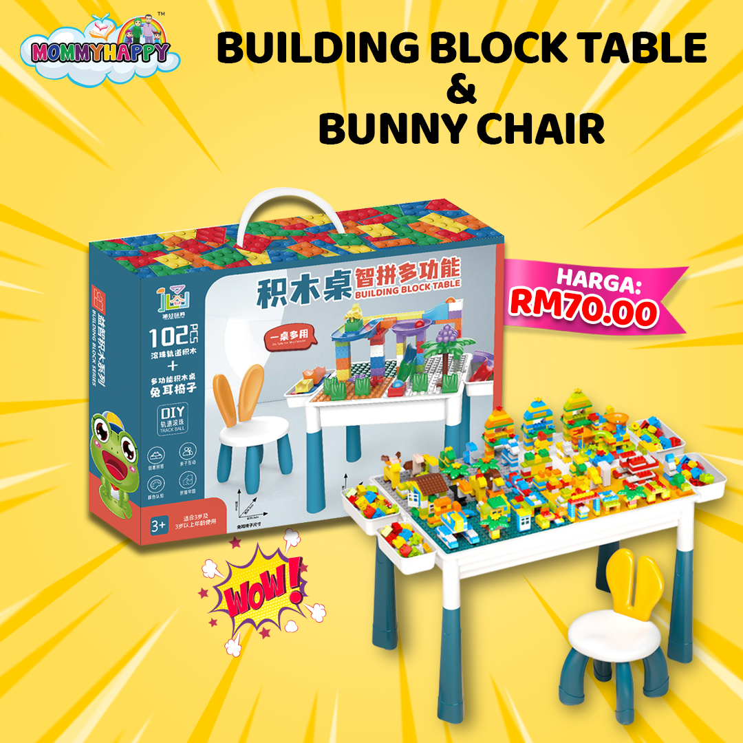 BUILDING BLOCK TABLE & BUNNY CHAIR - MommyHappy